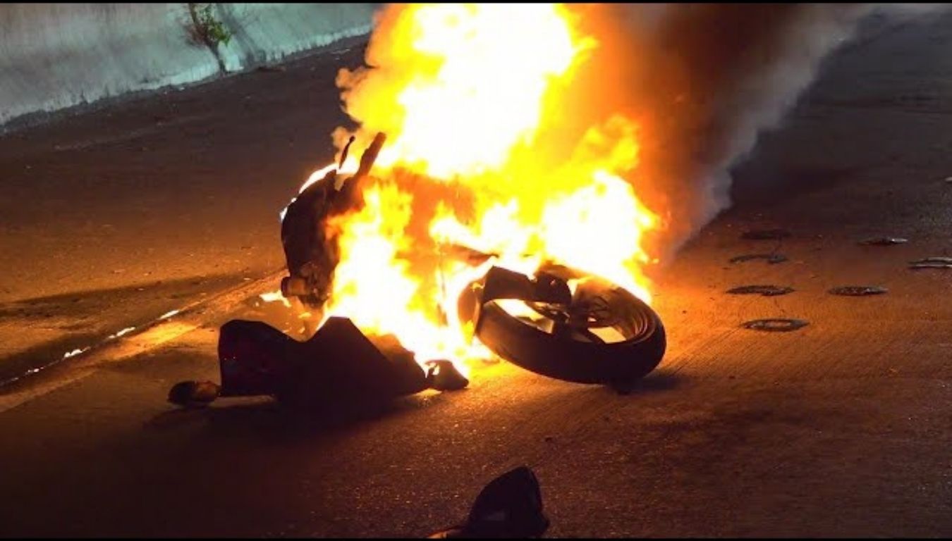 Youth Sets His Bike on Fire Over Helmet Fine
