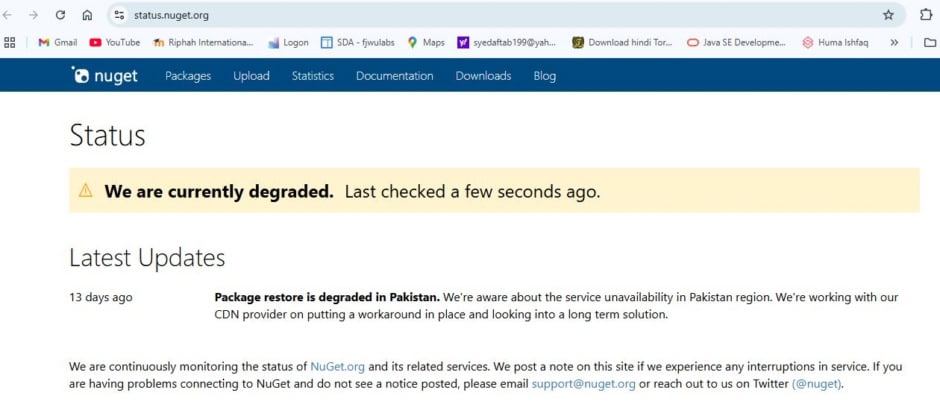 NuGet Package Claimed to be Restored Still Degraded in Pakistan