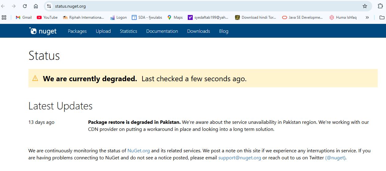 NuGet Package Claimed to be Restored Still Degraded in Pakistan