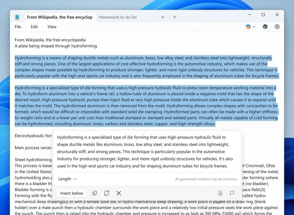 Windows New Updated Notepad Brings AI Writing Features