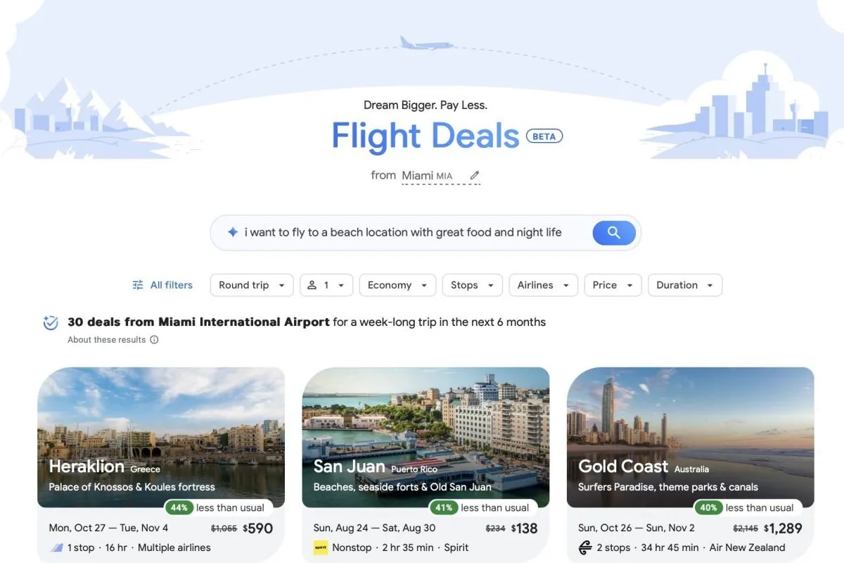 Google Launches Flight Deals, an AI-Powered Search Tool