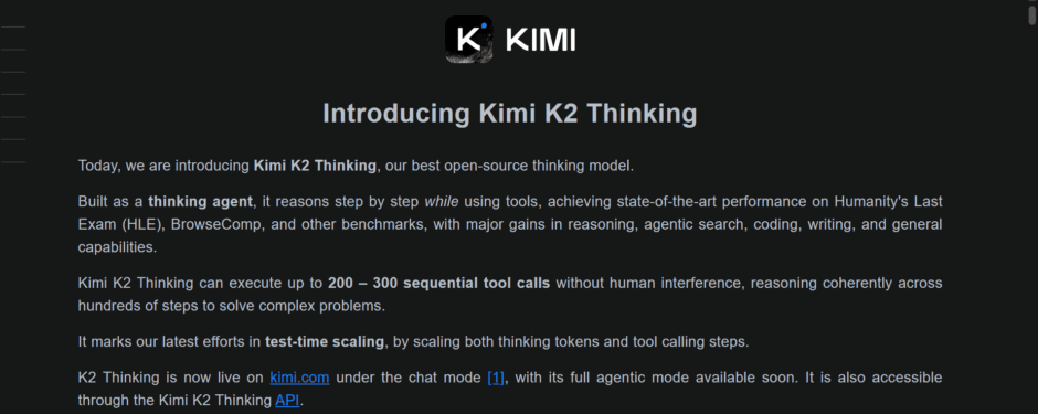 Alibaba-Backed Moonshot Unveils “Kimi K2 Thinking” AI Model, Claims to ...