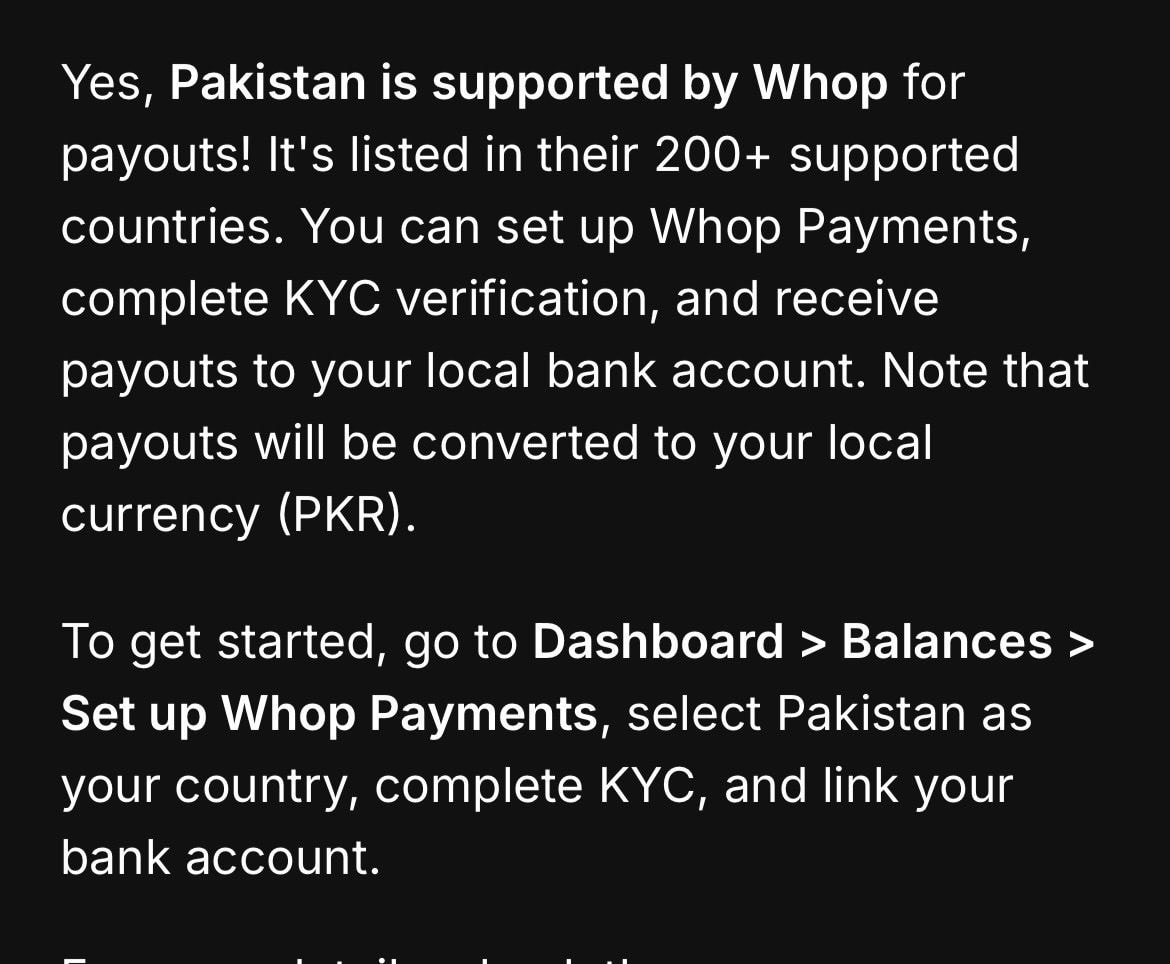 Whop Now Supports Pakistan for Payouts